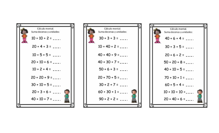 ejercicios de cálculo mental decenas | PDF