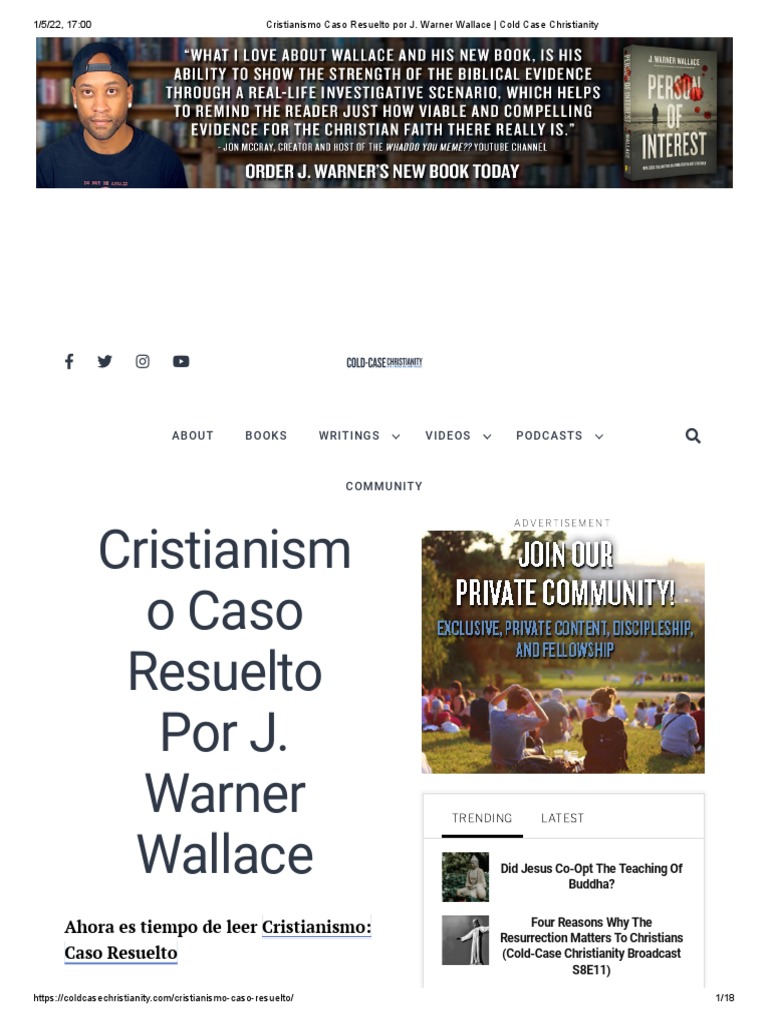 Cristianismo Caso Resuelto Por J. Warner Wallace - Cold Case Christianity | PDF