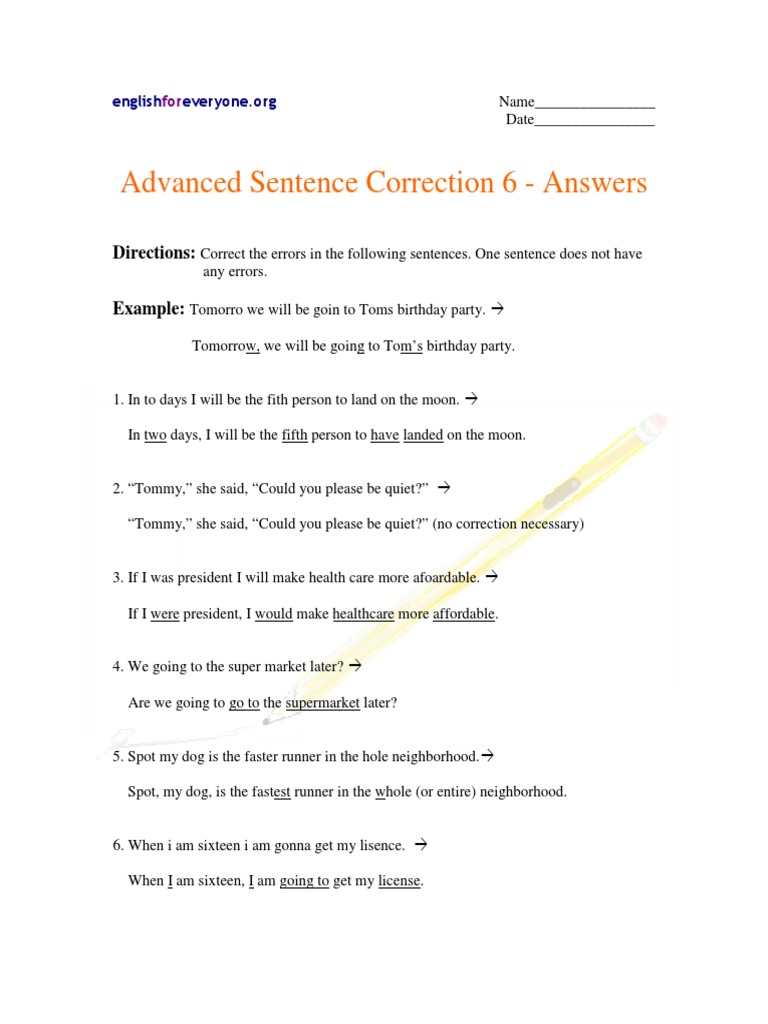 Advanced Sentence Correction 6 - Answers | PDF