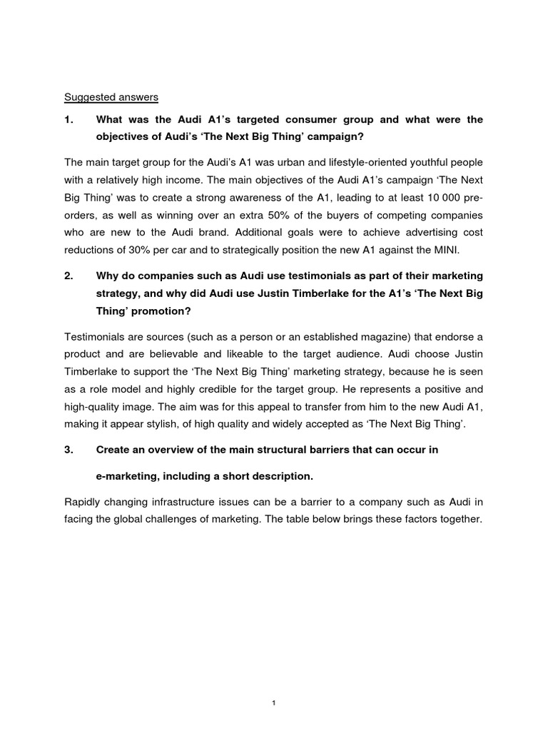 01 Audi Utilises Social Media Answers | PDF | Target Audience | Digital ...