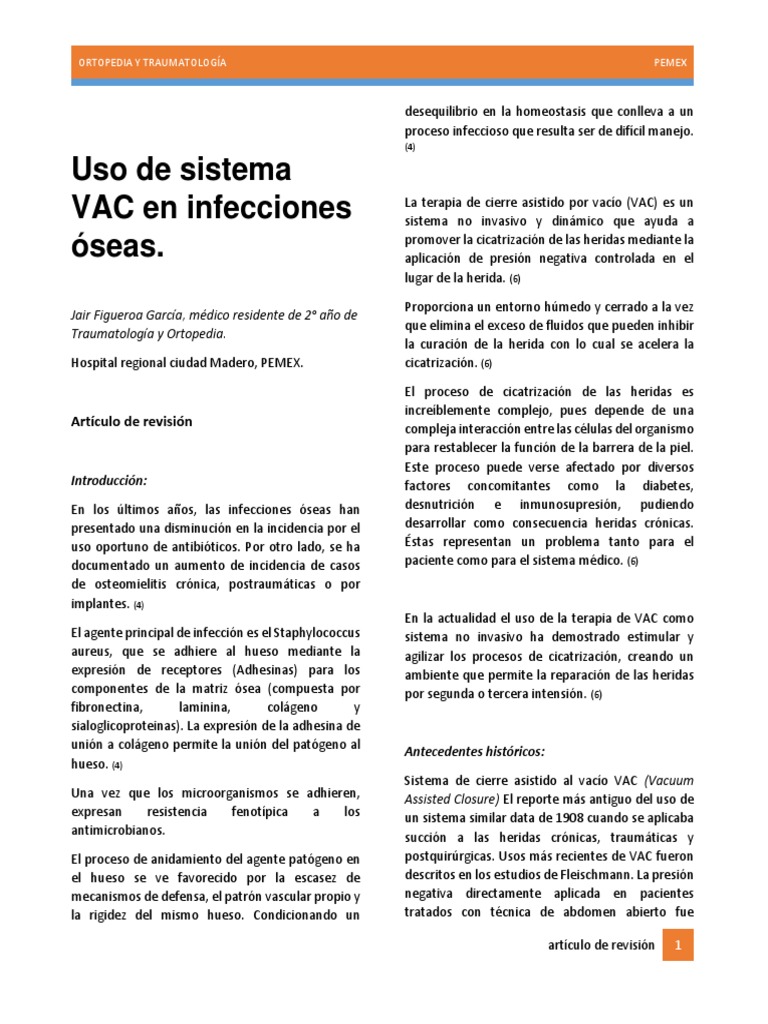 Uso de Sistema VAC en Infecciones Óseas | PDF | Herida | Edema