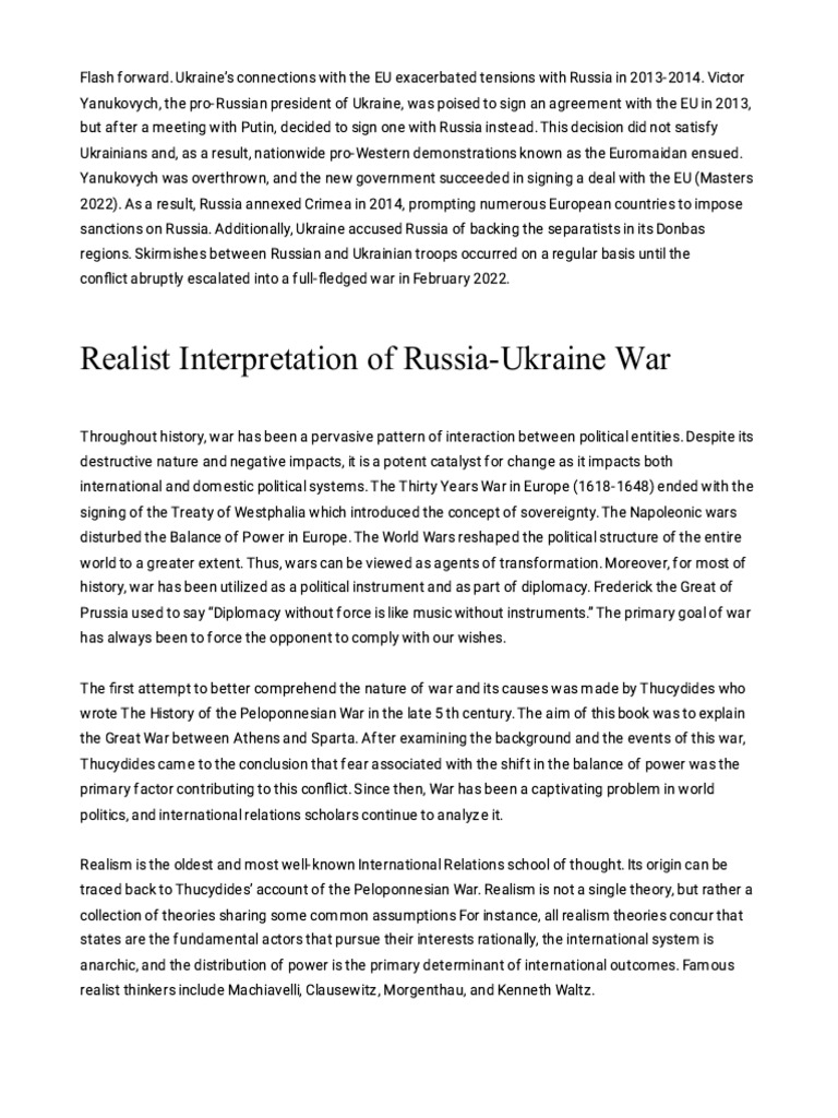 Realist Analysis of the Russia-Ukraine Conflict | PDF | Nato | Ukraine