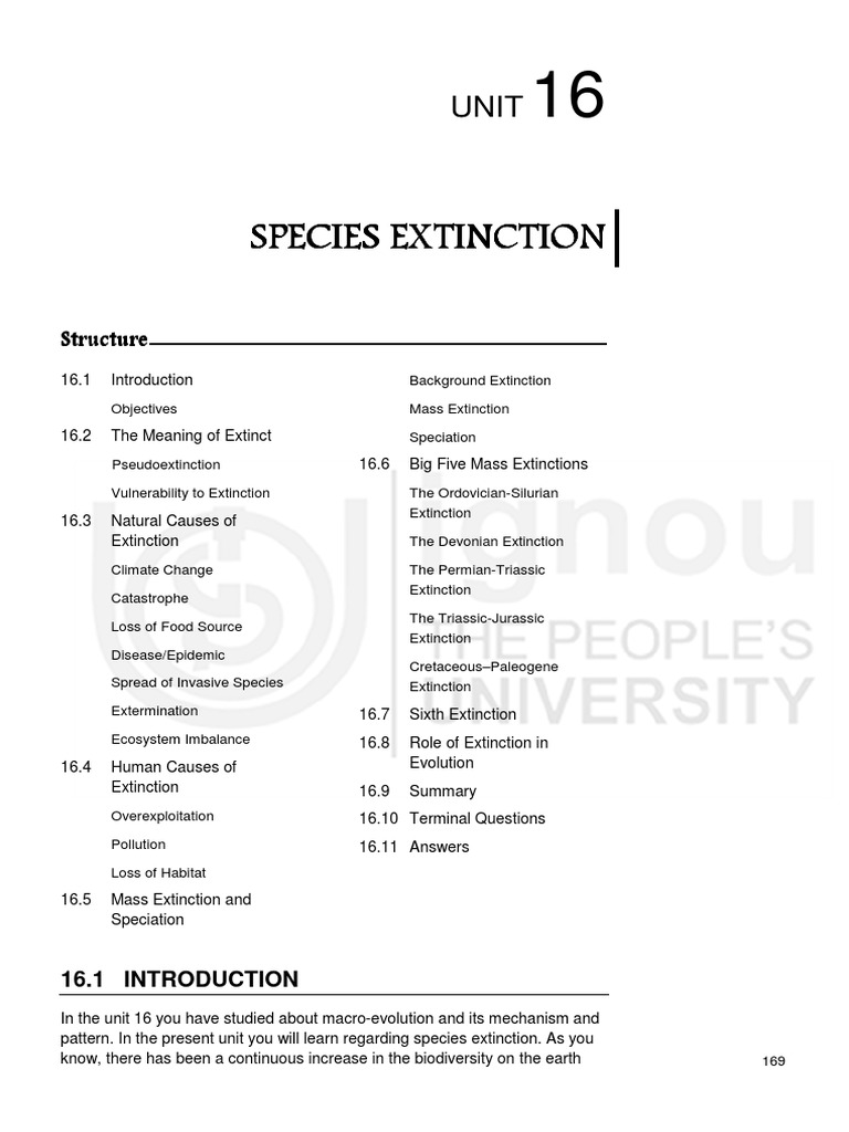 Unit-16 Species Extinction | PDF | Extinction | Species