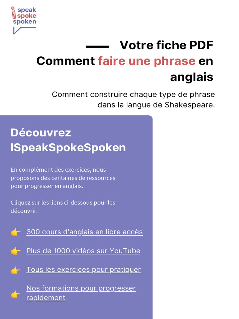 Comment Faire Une Phrase en Anglais | PDF | Arts du langage et ...