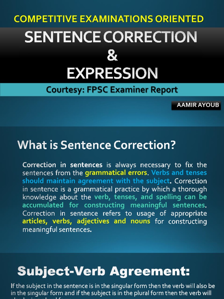 Correction | PDF | Grammatical Number | Verb