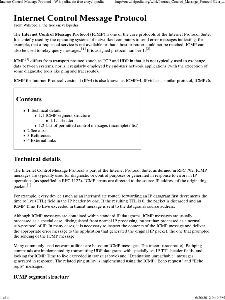 ICMP Protocol Overview & Functions | PDF | Internet Protocols | Wide Area Network