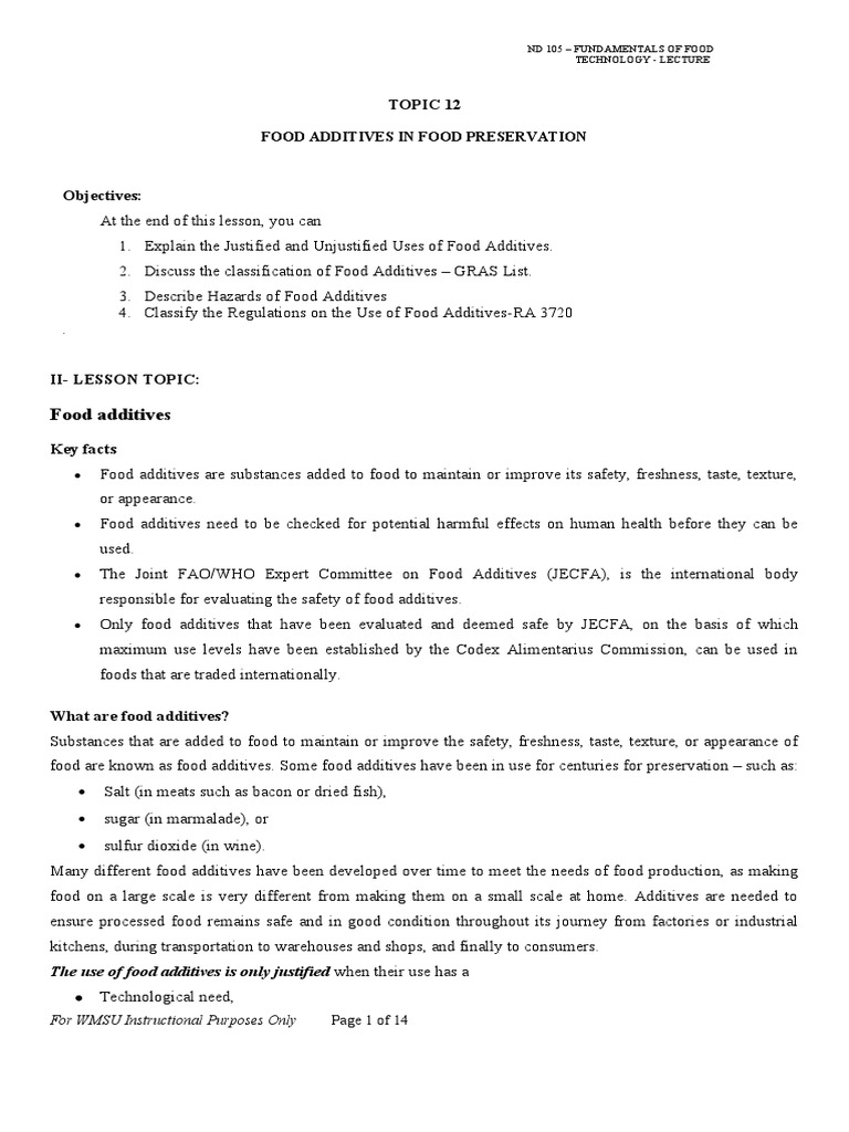 Food Additives in Preservation Explained | PDF | Sugar Substitute | Foods