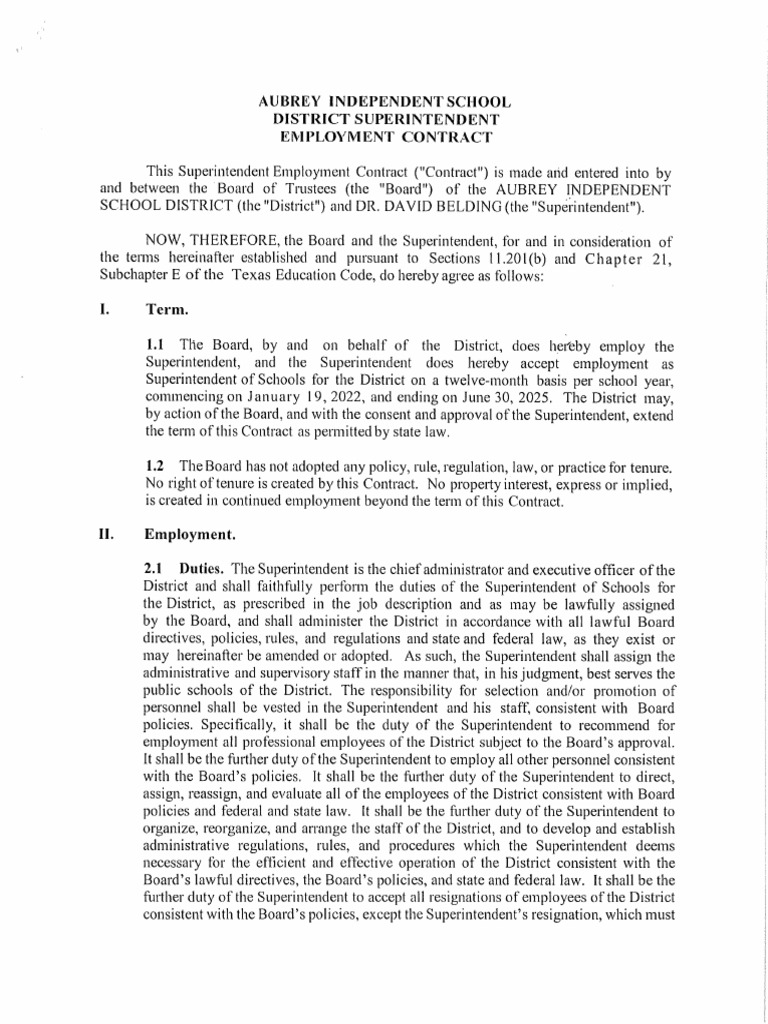 Aubrey ISD Contract | PDF