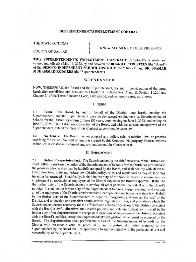 Desoto ISD Contract | PDF