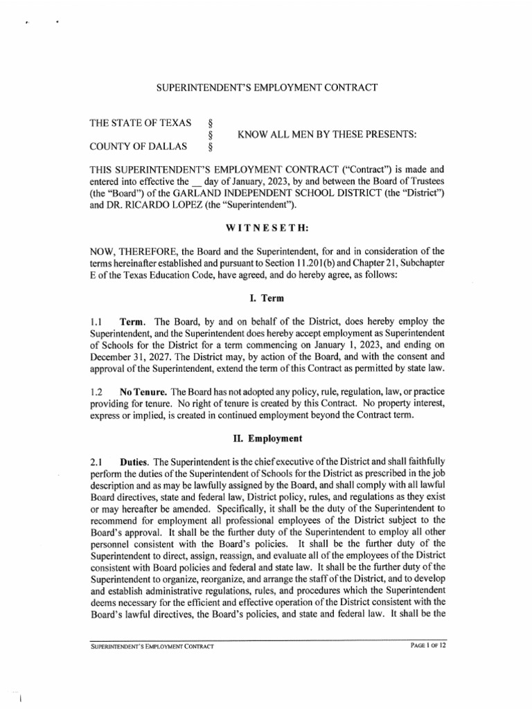 Garland ISD Contract | PDF