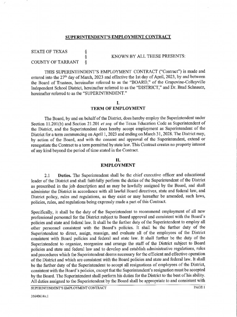 Grapevine-Colleyville ISD Contract | PDF