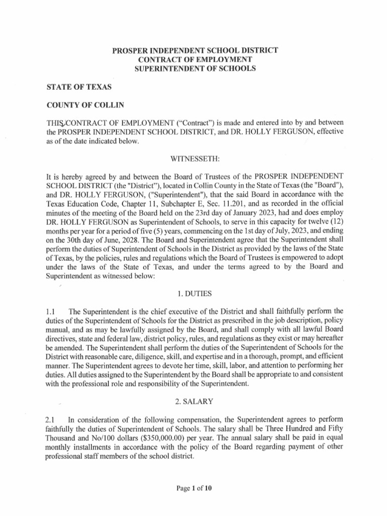 Prosper ISD Contract | PDF