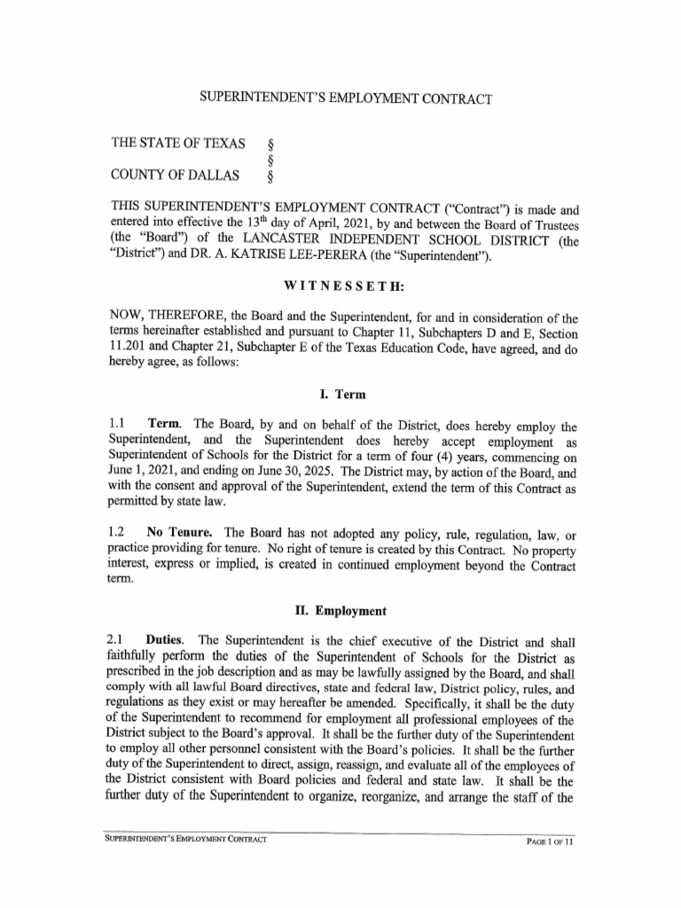 Lancaster ISD Contract | PDF