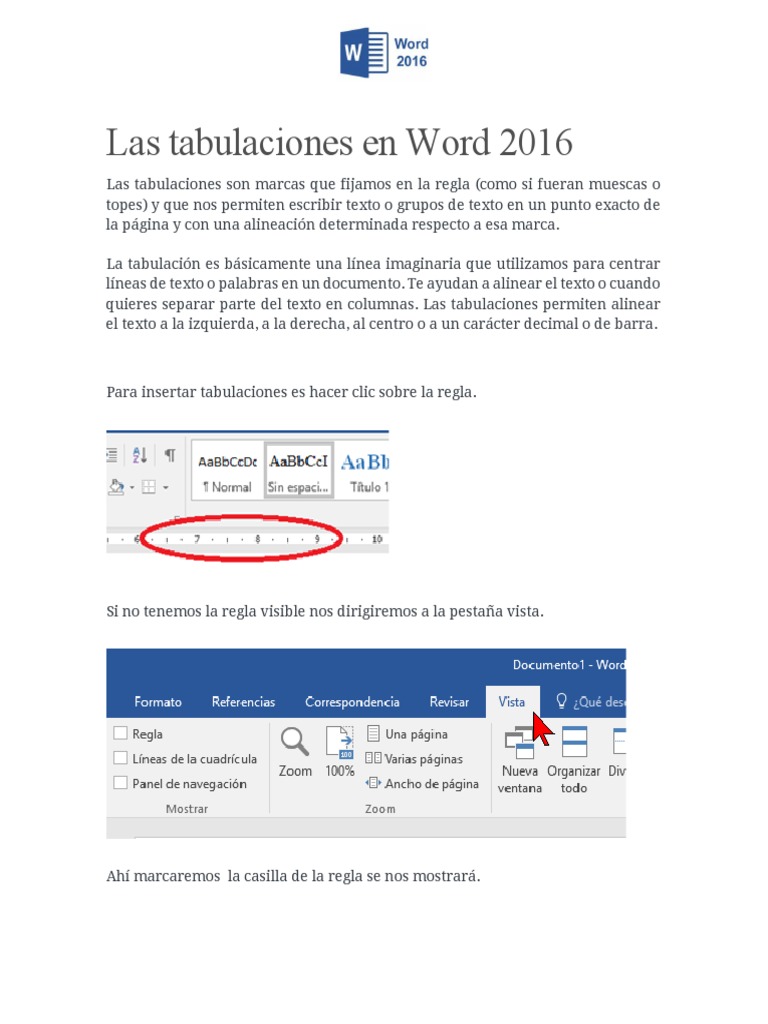 Las tabulaciones en Word 2016 | PDF