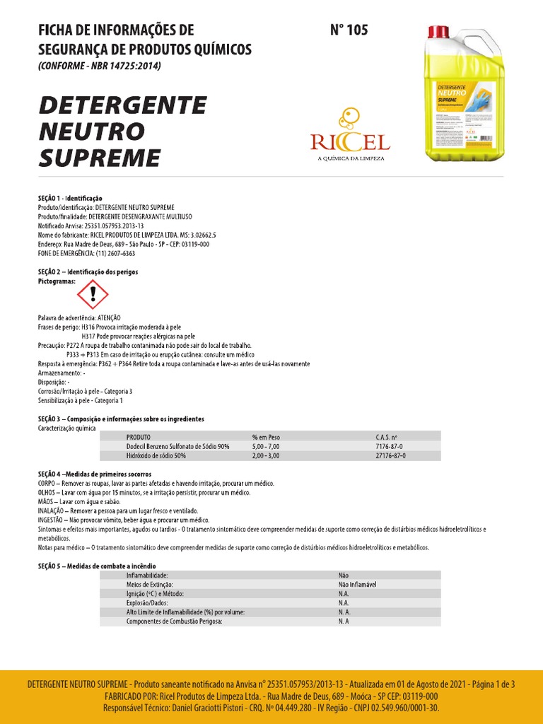 Fispq Detergente Neutro Supreme 2021 | PDF