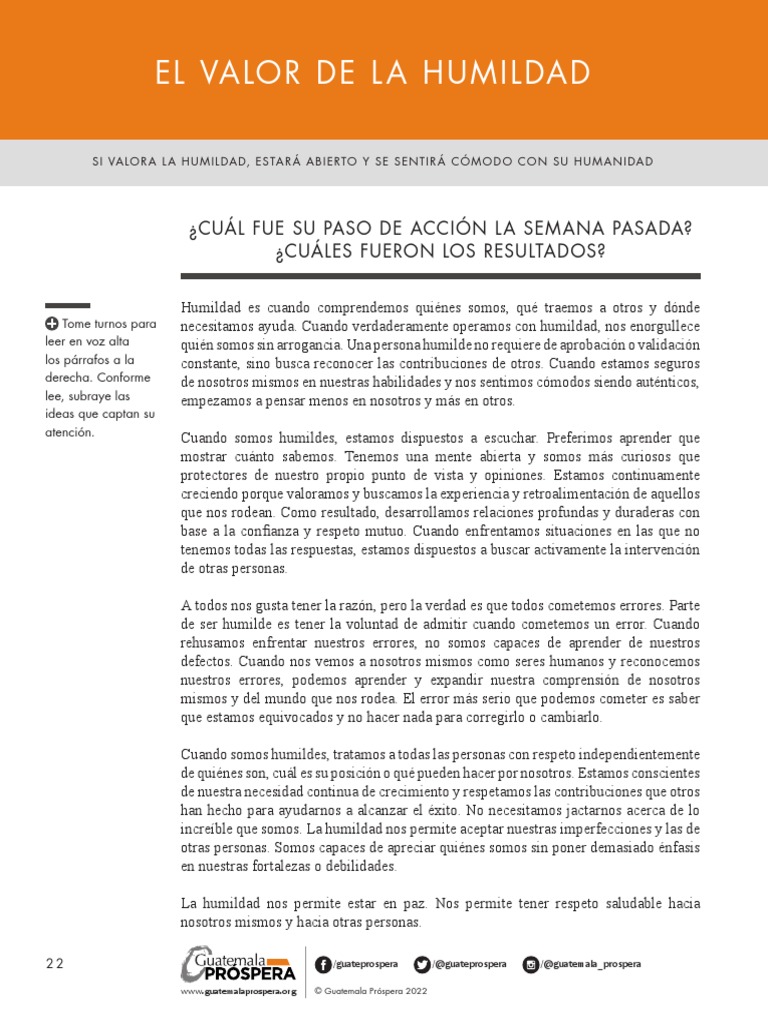 El Valor de La Humildad | PDF | Evaluación | Verdad