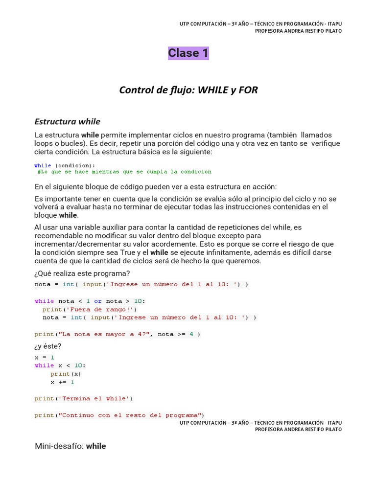 Python - Control de Flujo WHILE y FOR | PDF