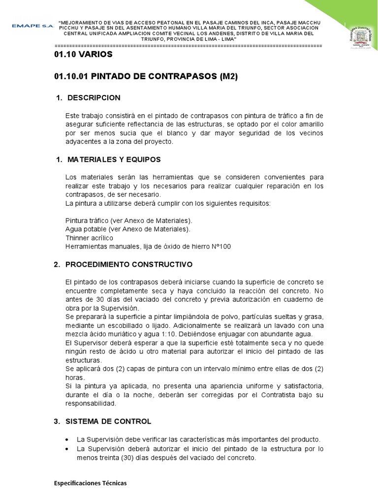 01.10.01 Pintado de Contrapaso | PDF | Pinturas | Hormigón