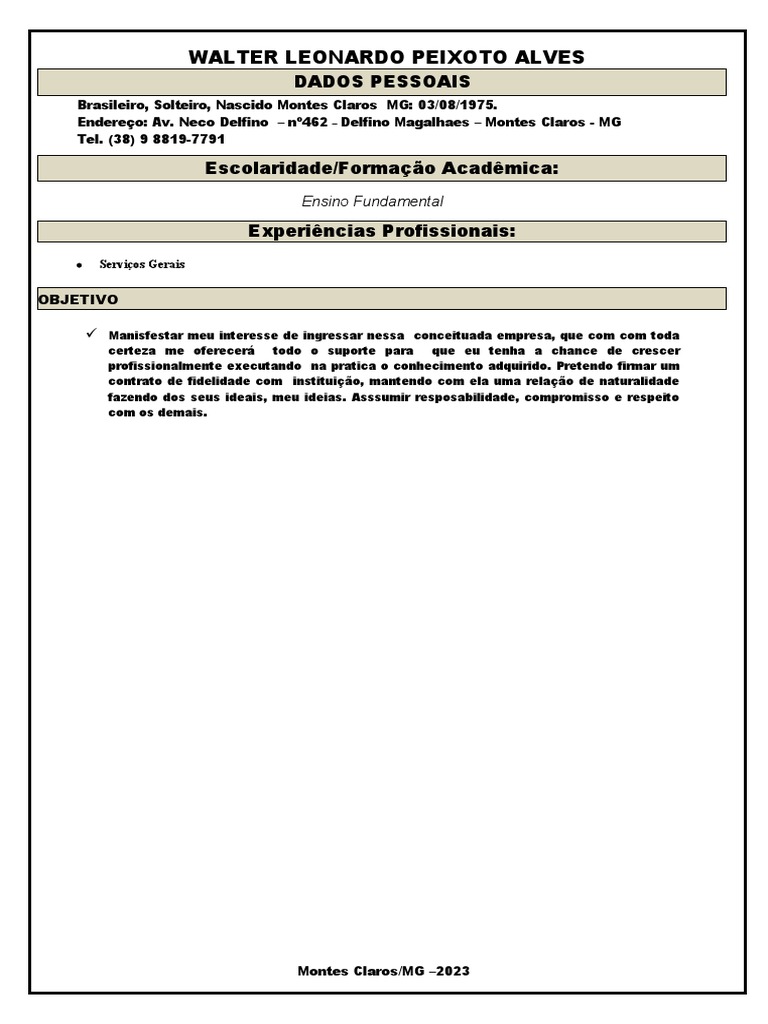 Currículo Art e Cor Walter | PDF