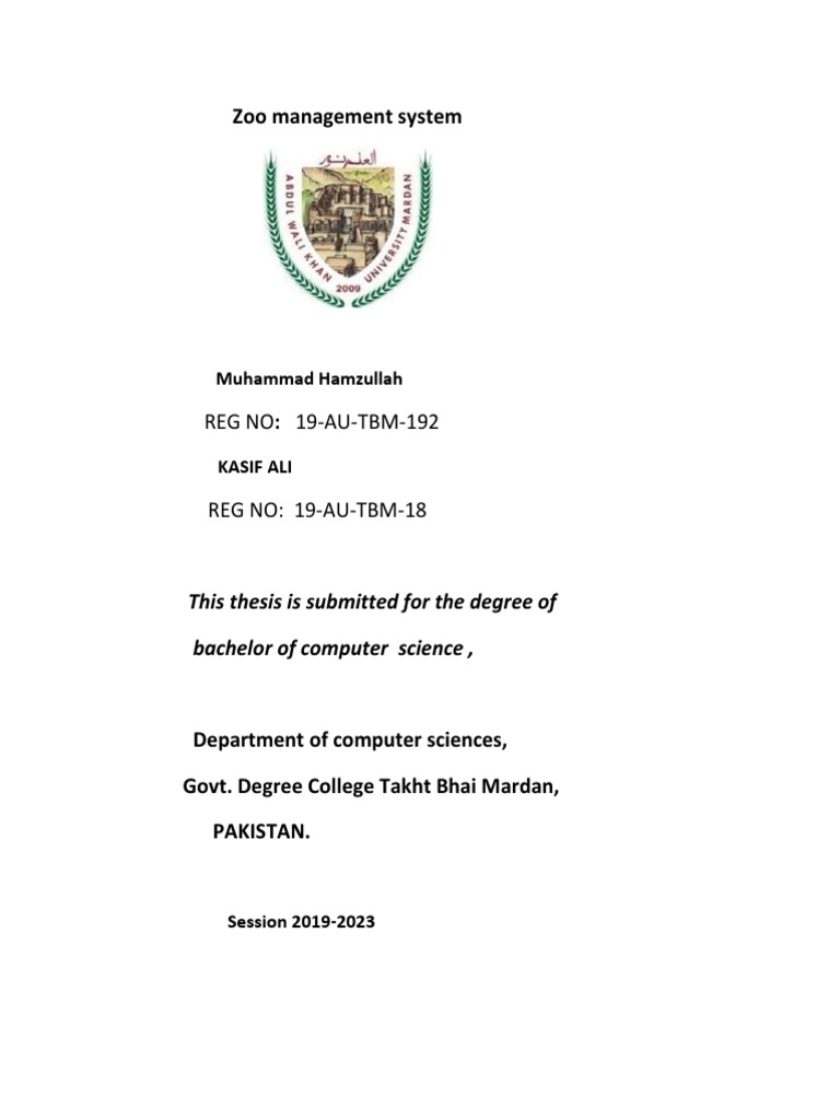 Zoo Managementsystem | PDF