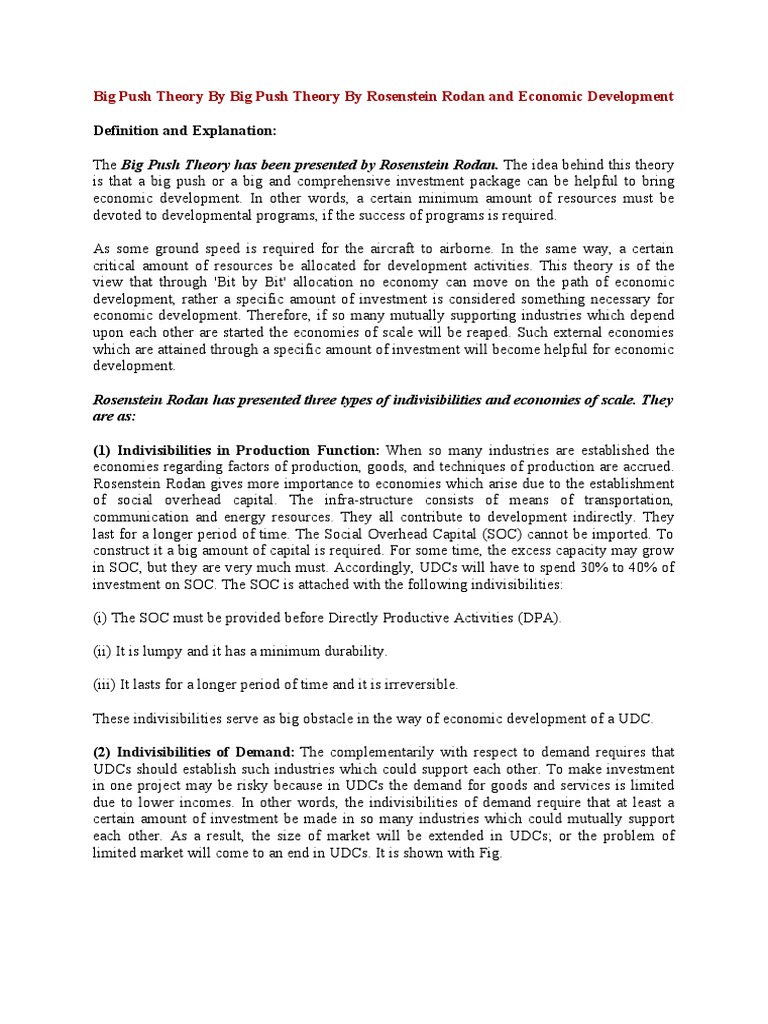 (Ma'ams Notes) Big Push Theory by Big Push Theory by Rosenstein Rodan ...