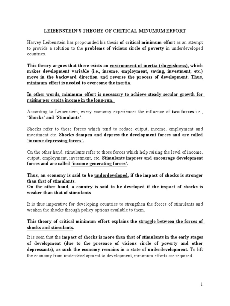Leibenstein's Critical Minimum Effort Theory | PDF | Economic Growth ...