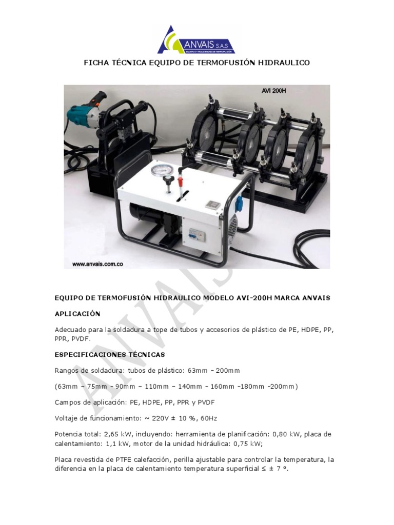 Ficha Tecnica Equipo Avi 200 | PDF