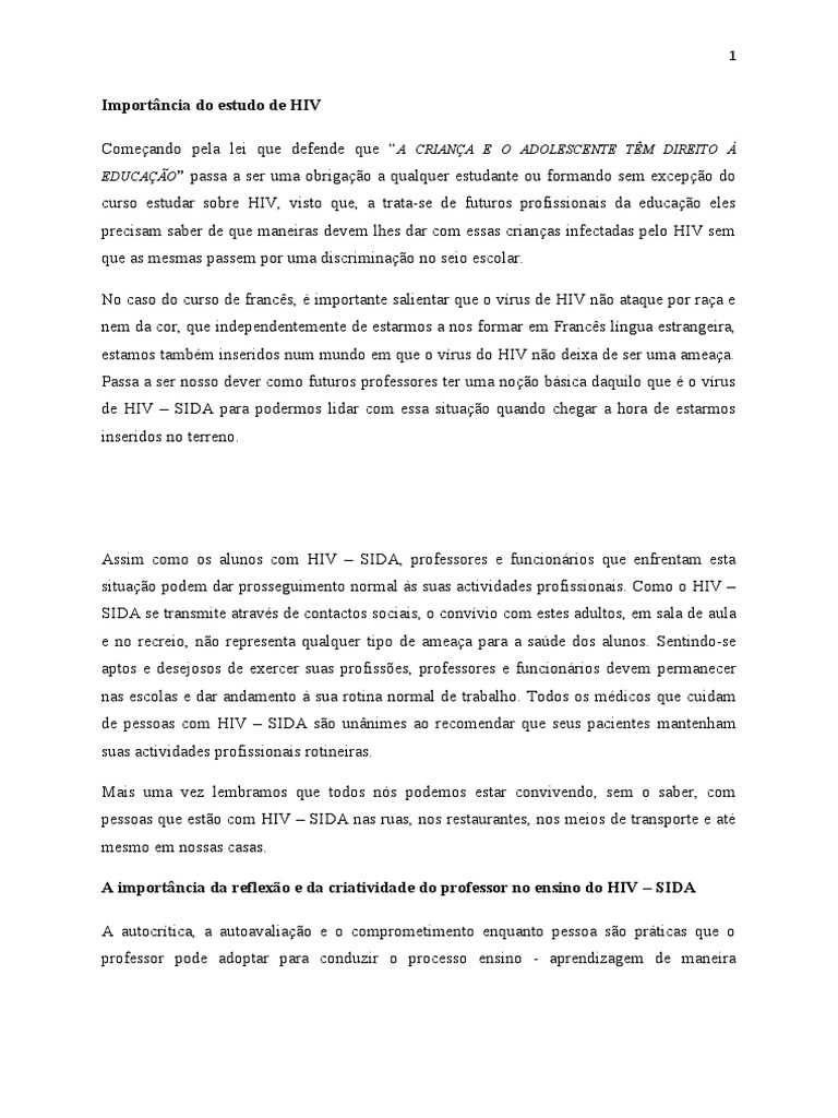 Importância do estudo de HIV-SIDA | PDF | HIV/AIDS | HIV