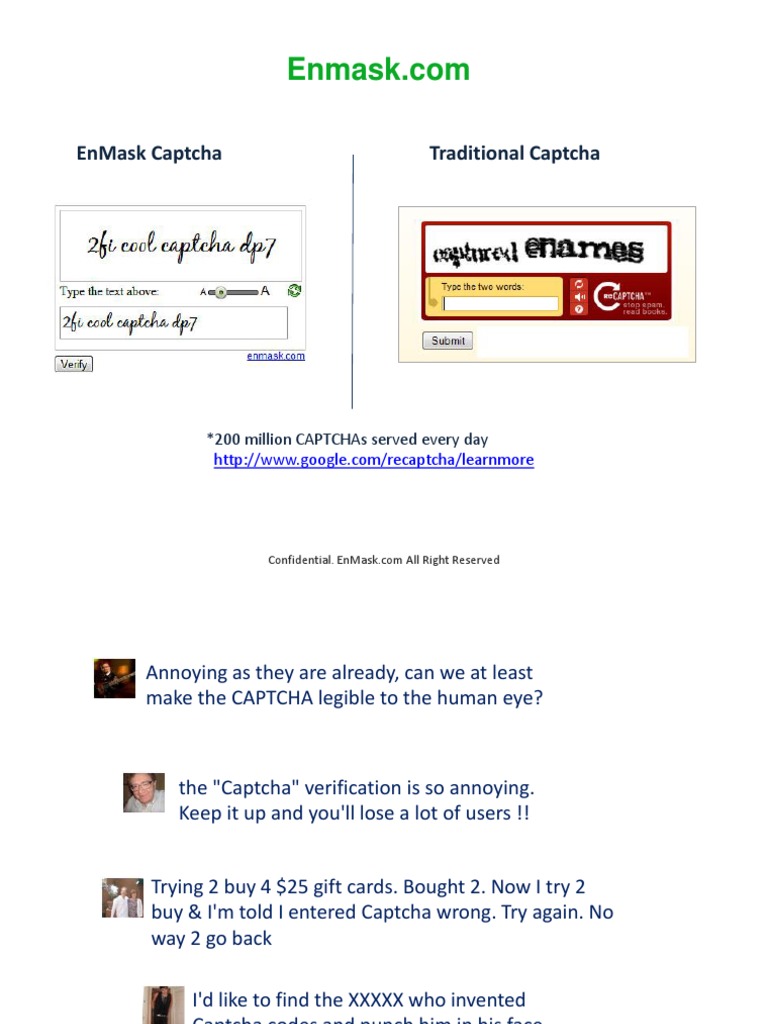 Enmask Captcha Traditional Captcha: 200 Million Captchas Served Every Day | PDF
