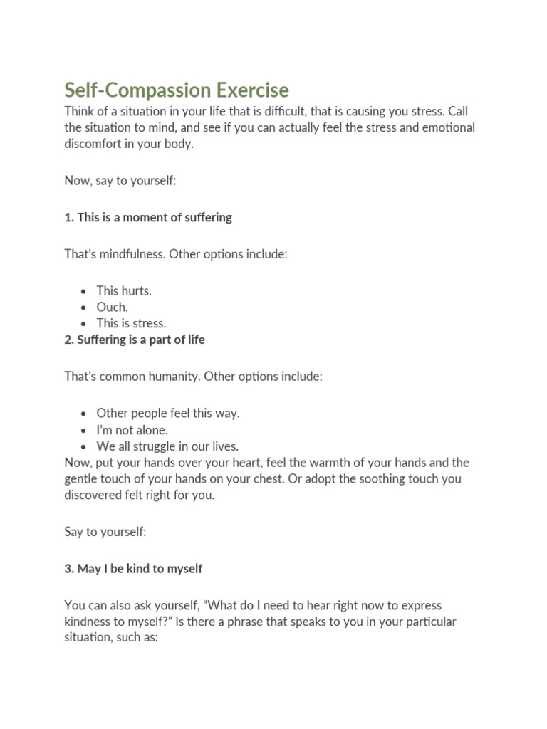Self-Compassion Exercise Guide | PDF | Self-Improvement
