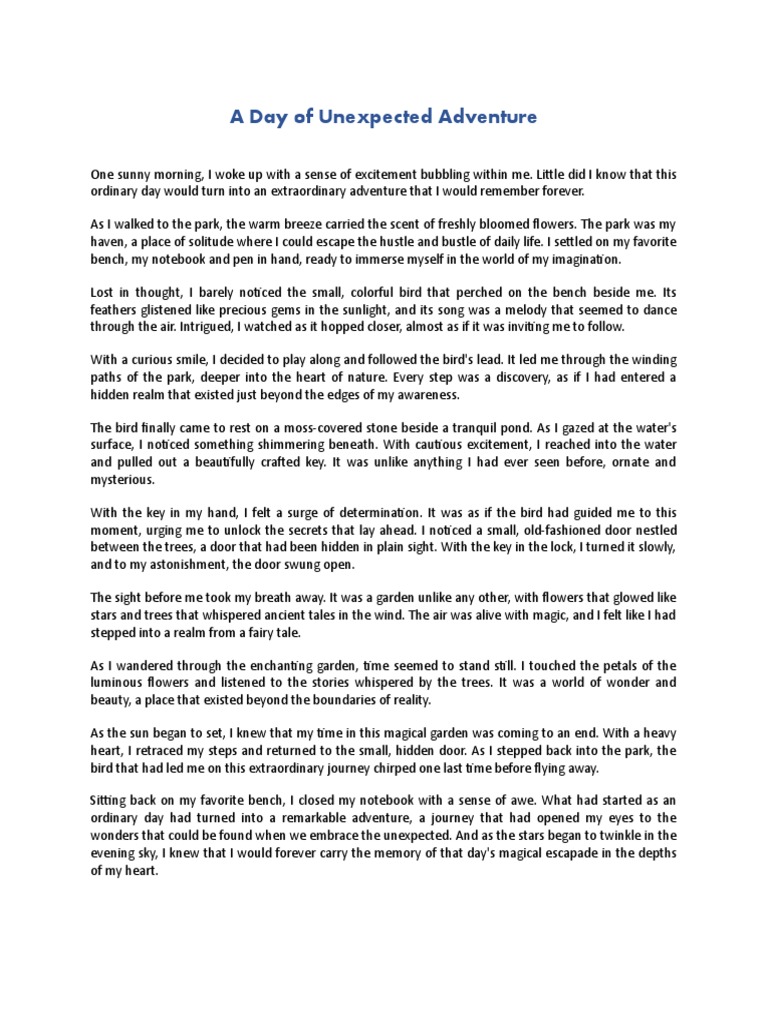 A Day of An Unexpected Adventure | PDF