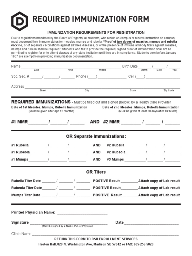 Immunization Form | PDF