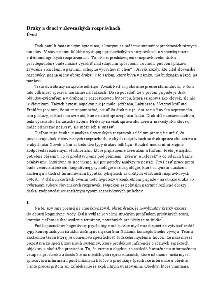 Draky V Slovenskych Rozpravkach | PDF