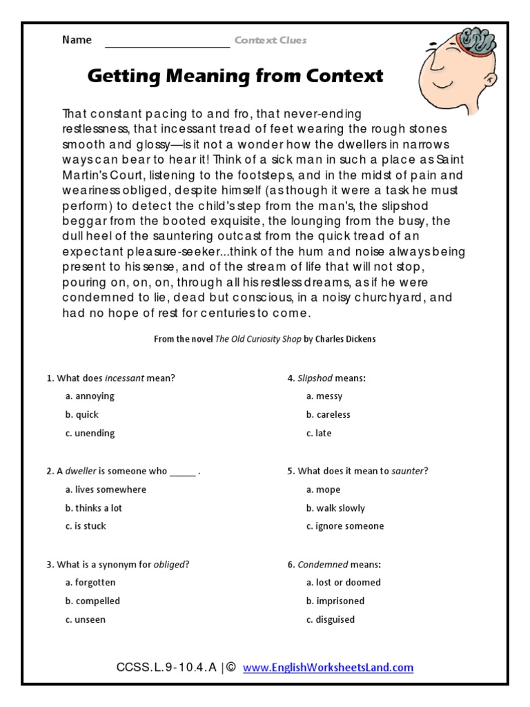 Context Clues Exercise | PDF