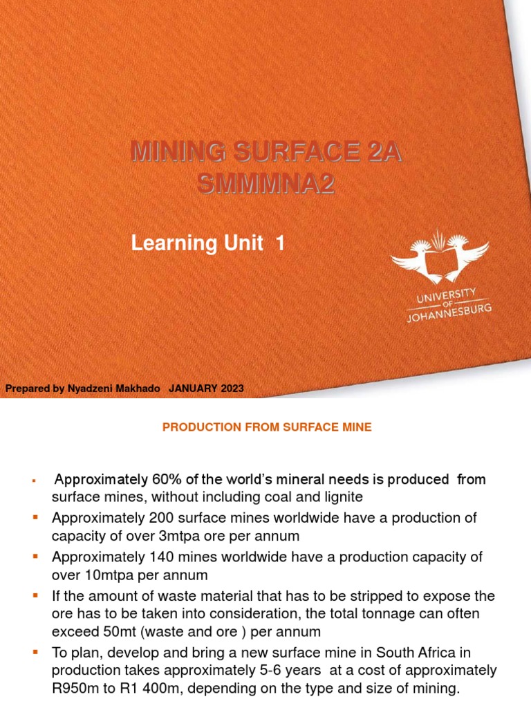 Learning Unit 1 - Mining Surface 2A - SMMMNA2 | PDF
