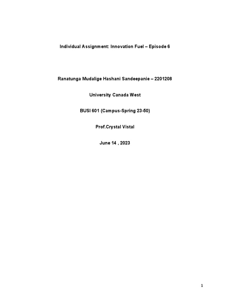 Innovation Fuel Assignment 2 | PDF