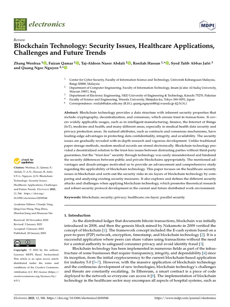 Blockchain Technology Security Issues Healthcare A | PDF | Computer ...