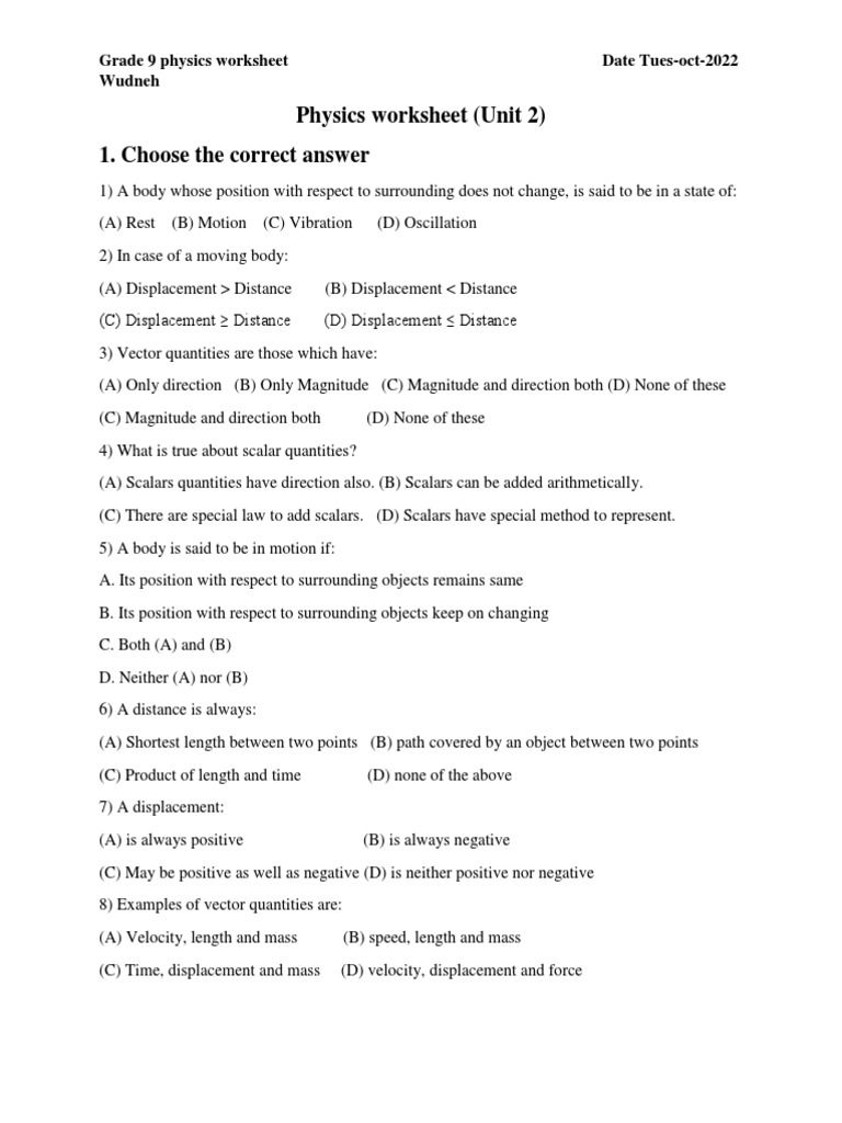 Physics worksheet | PDF