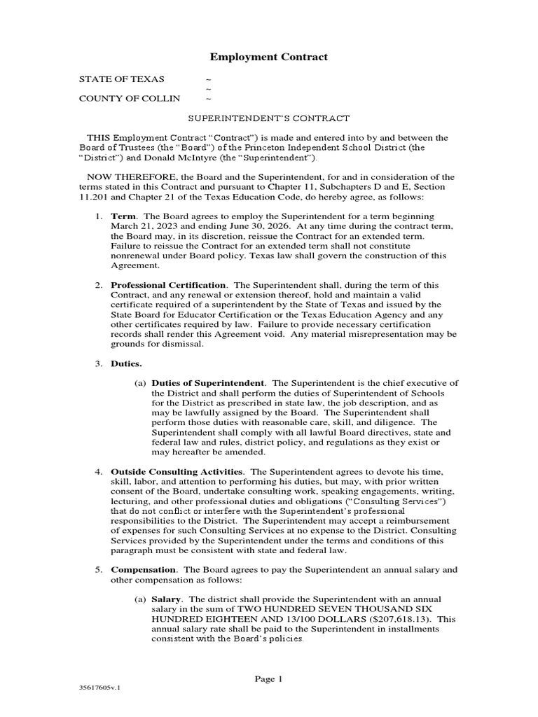 Princeton ISD Contract | PDF