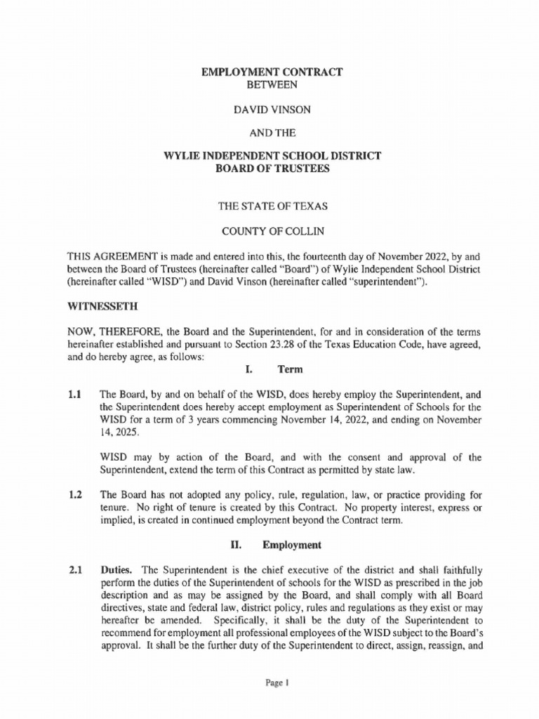 Wylie ISD Contract | PDF