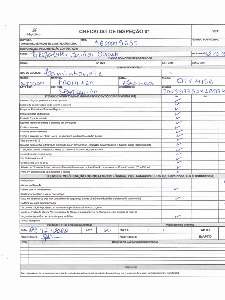 Check List FRONTIER - 0001 | PDF