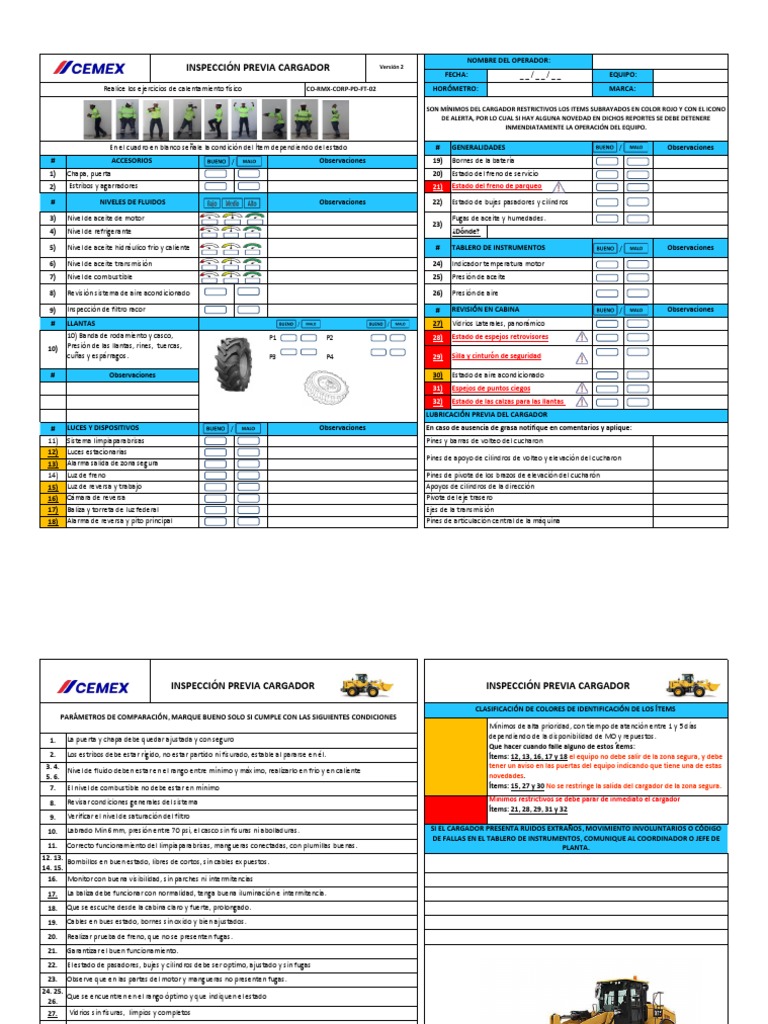 Formato de Inspeccion Cargadores CO-RMX-CORP-PD-FT-02 | PDF
