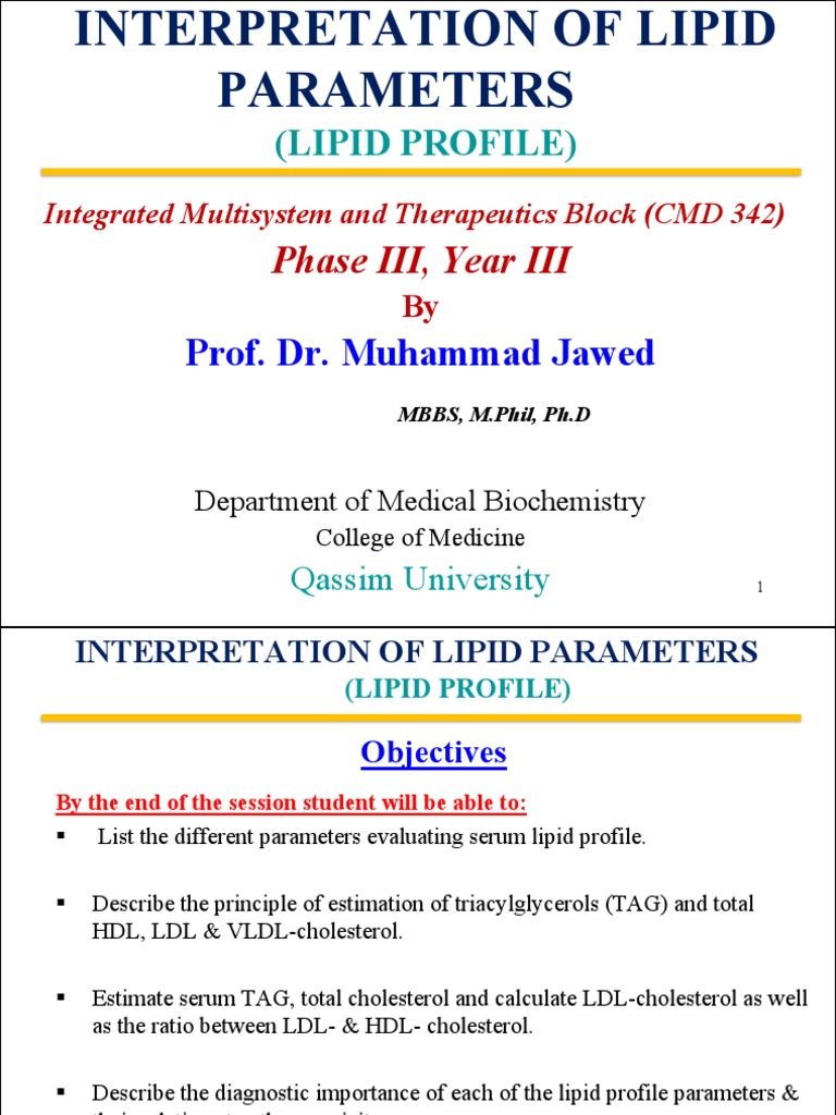 Interpretation of Lipid Parameters by Prof. Dr. M. Jawed | PDF ...