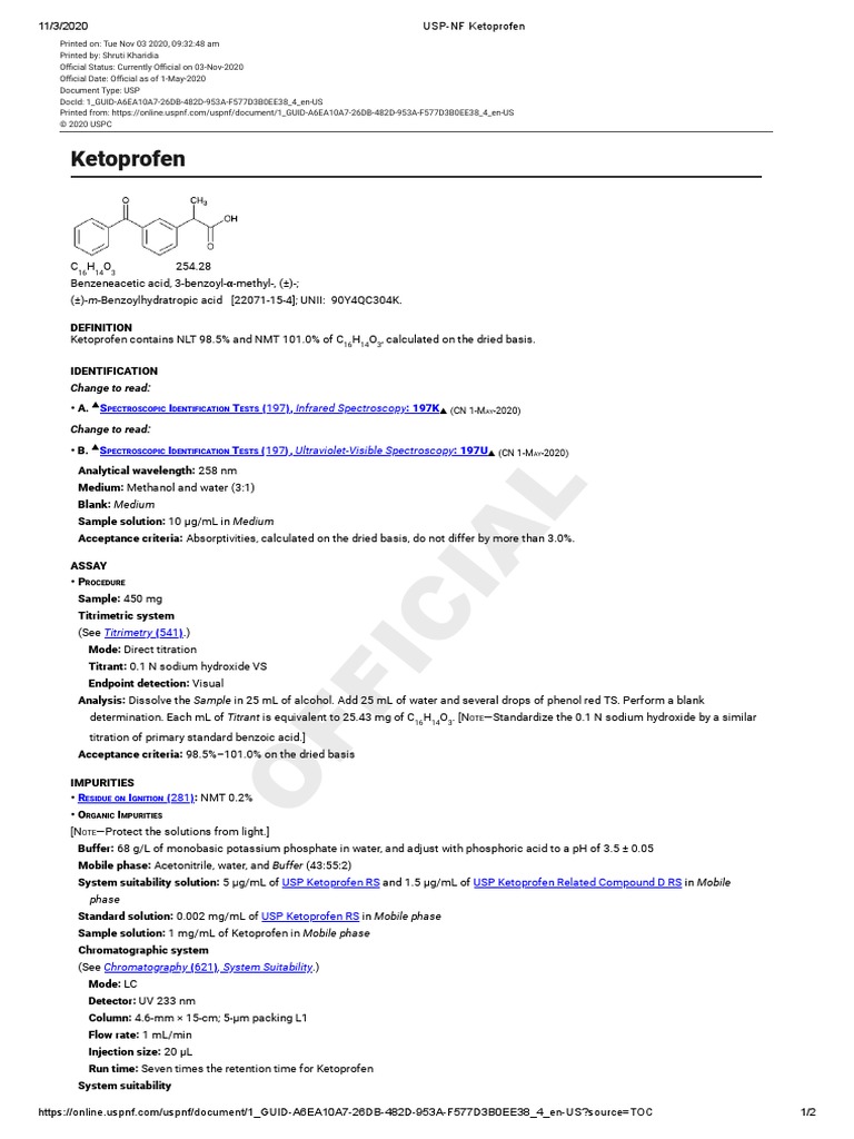 USP-NF Ketoprofen | PDF