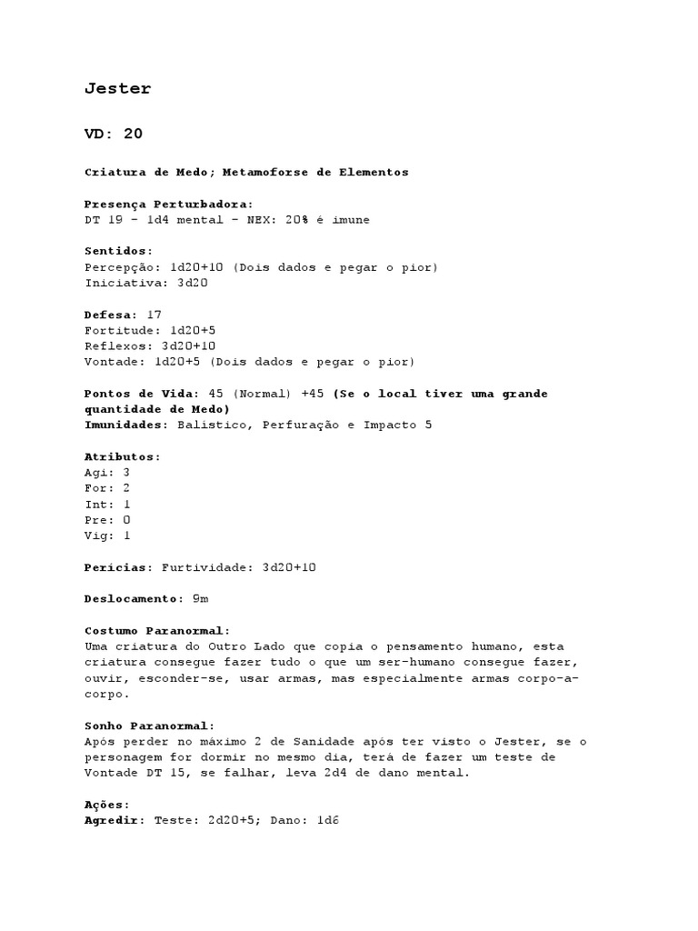 Jester - Monstro de Ordem | PDF