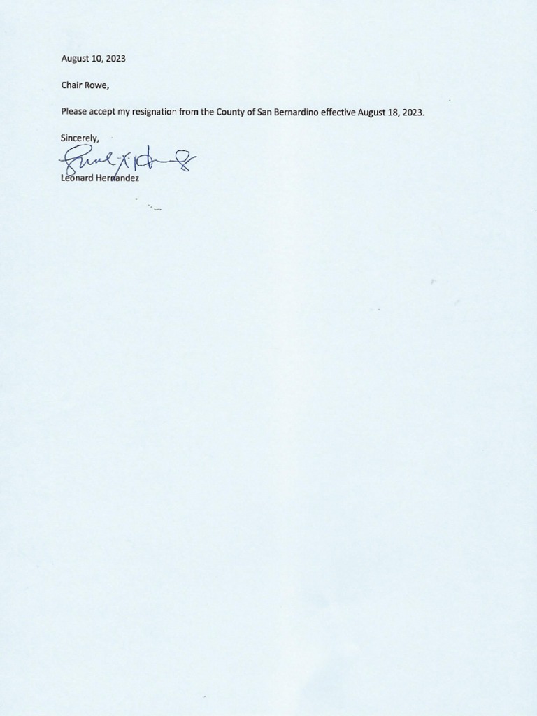 Leonard X. Hernandez resignation letter | PDF