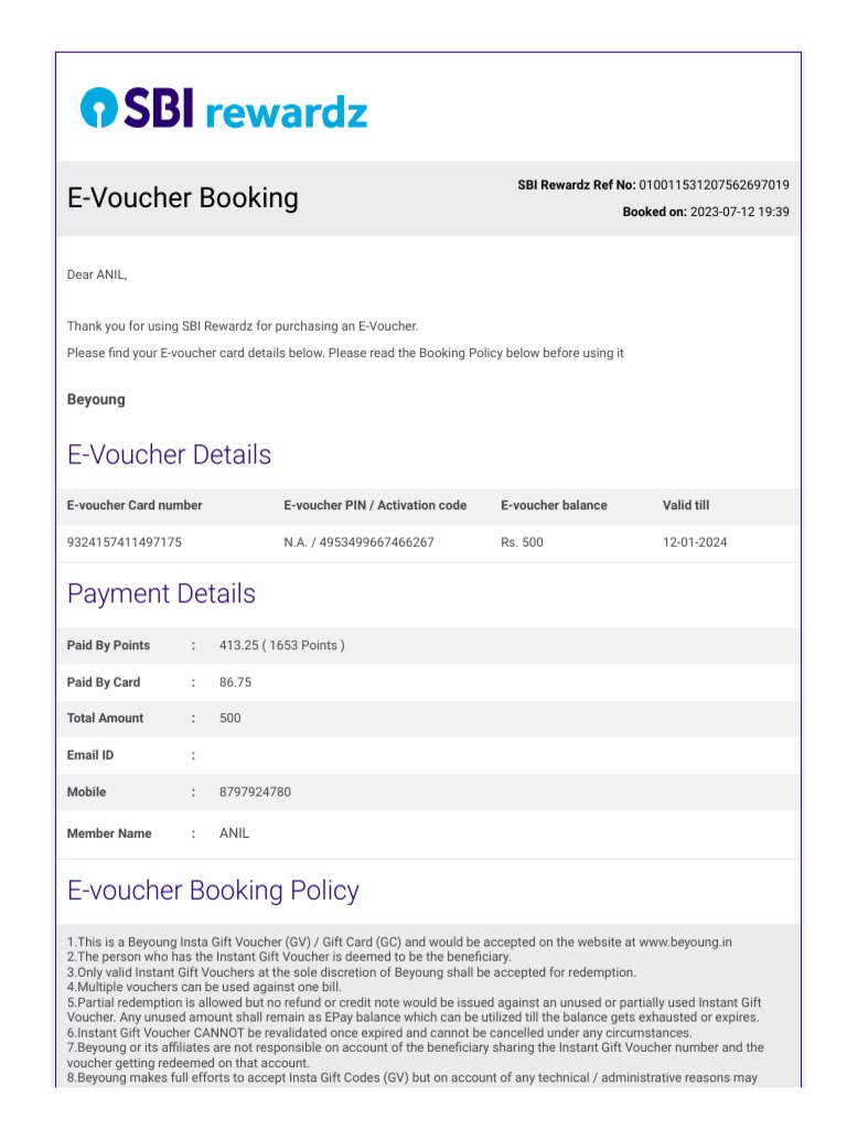E-Voucher Booking | Download Free PDF | Gift Card | Business