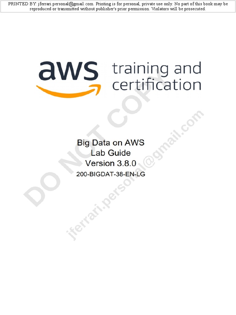 Big Data On Aws Lab Guide 3 8 0 Pdf Publishing Written Communication