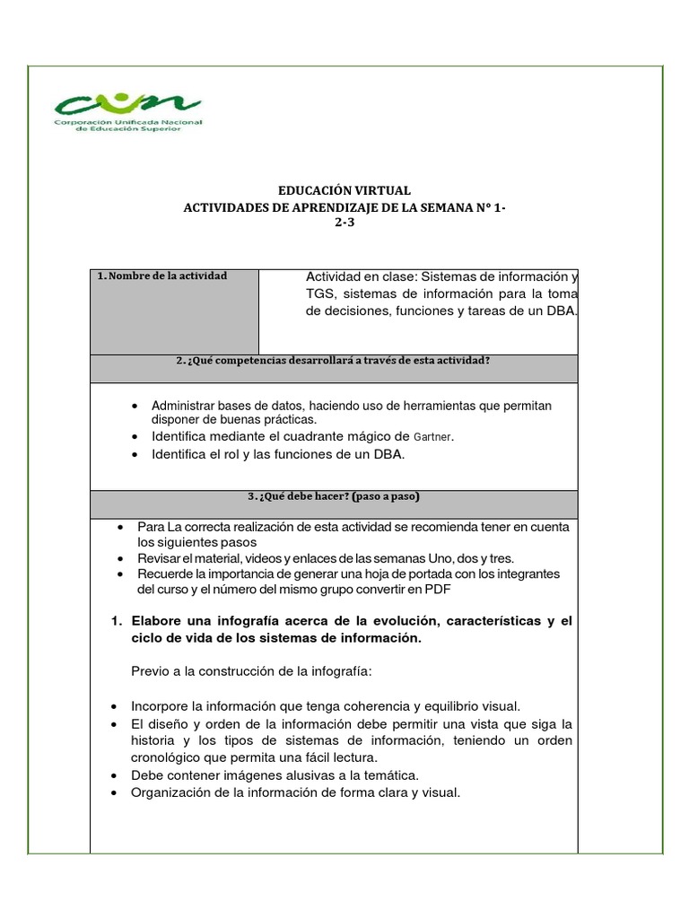 Actividad Semana ACA 1 | PDF | Caso de estudio | Información