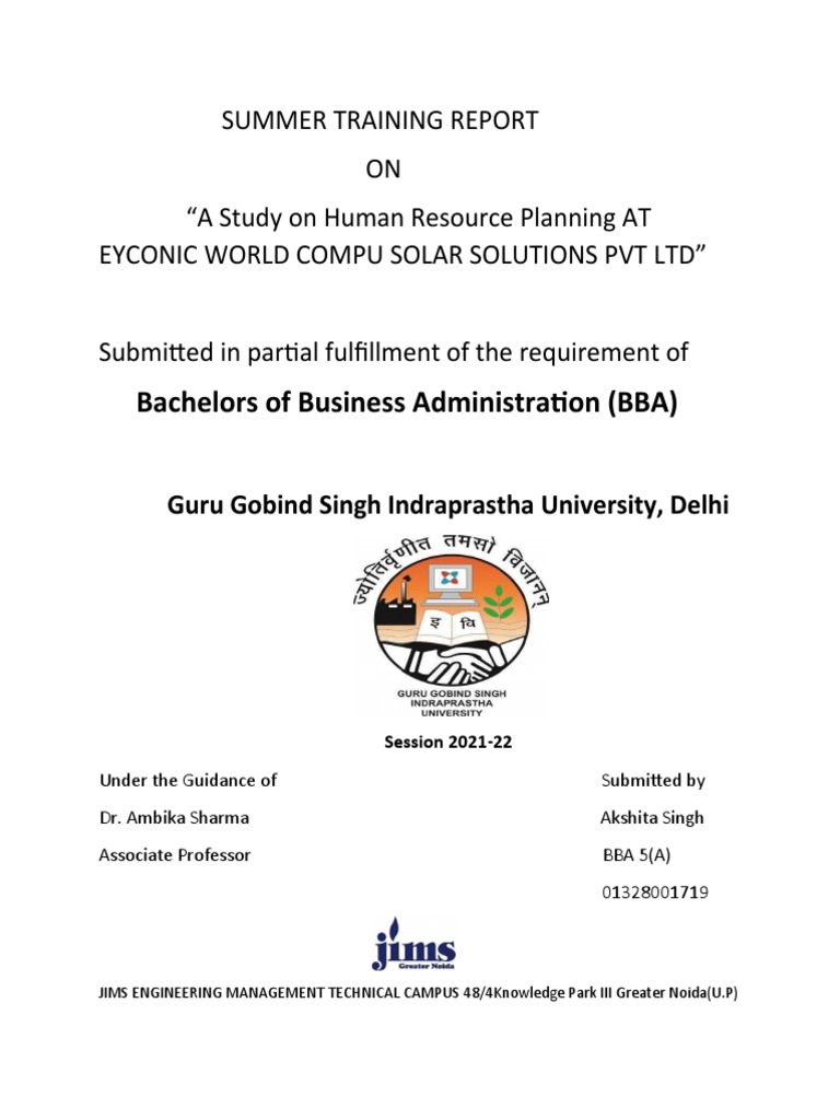 Summer Training Report | PDF | Job Satisfaction | Performance Appraisal